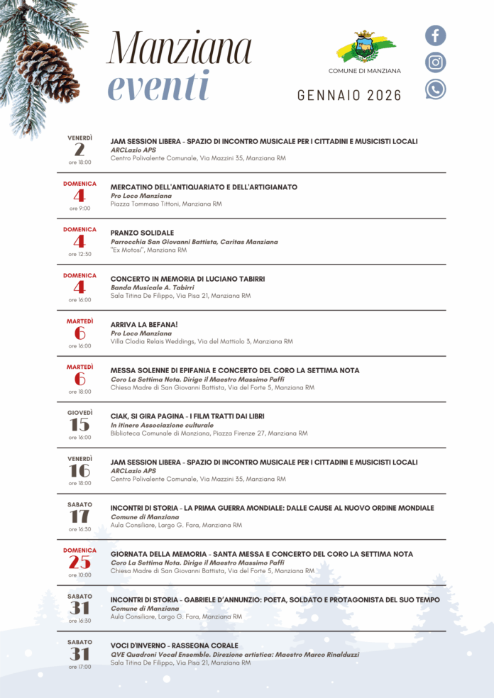 A Manziana gennaio si apre con un calendario di eventi che unisce ...